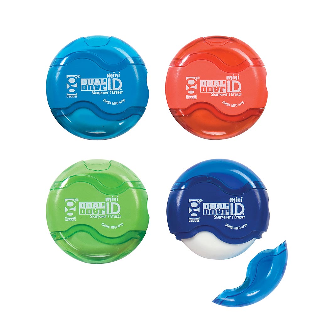 Fun Erasers: Mini Dual ID Pencil Sharpeners and Erasers